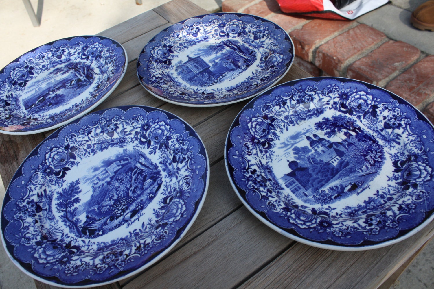 4 1870's German Blue and White Plates Depleting 4 German Cities - Etsy