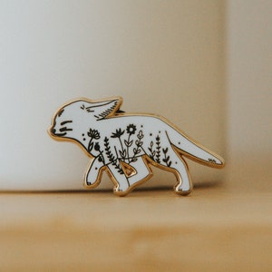 Fennec Fox Enamel Pin With Flowers and Gold Metal Plating - Animal Pin ...
