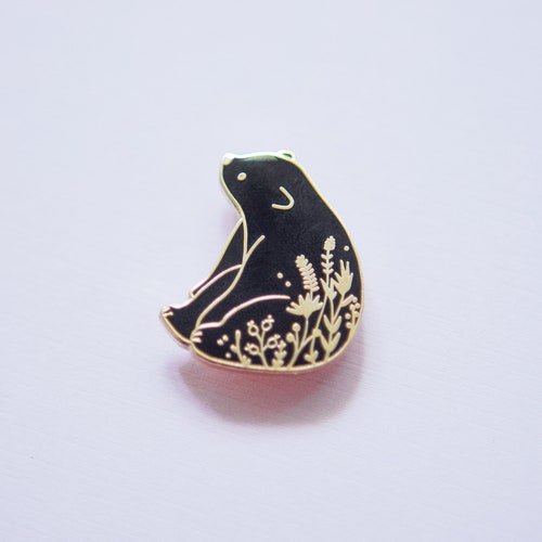 Black Bear Enamel Pin Hard Enamel Black Bear Pin Enamel - Etsy