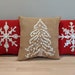 Christmas Tree Pillow Holiday Pillow, Burlap Christmas Pillow, Vintage ...