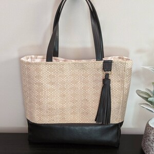Black Leather and Woven Rattan Shoulder Bag, Large Top Handle Purse ...