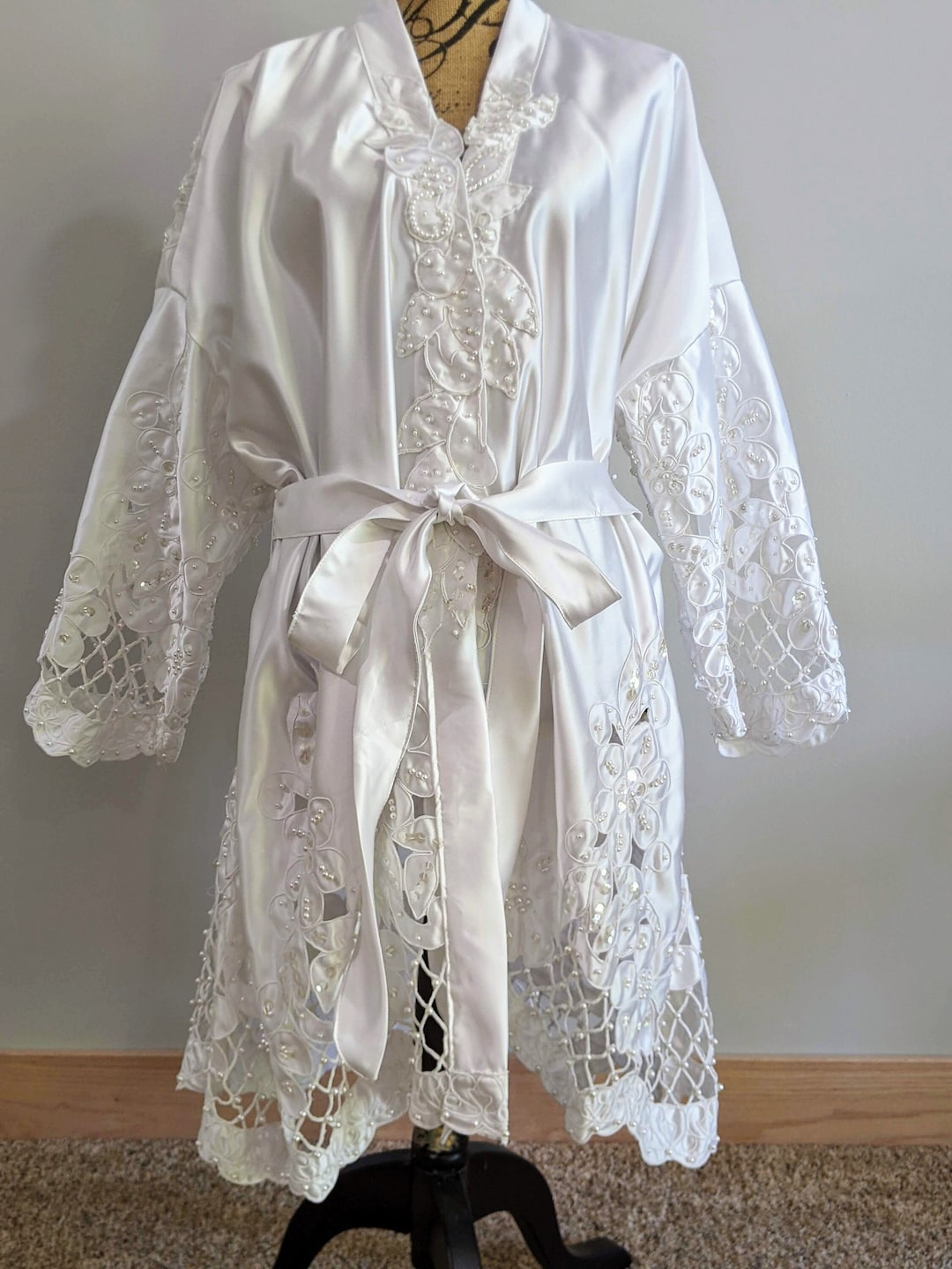 Robe for Wedding Day, Heirloom Wedding Robe Made From Moms Dress ...