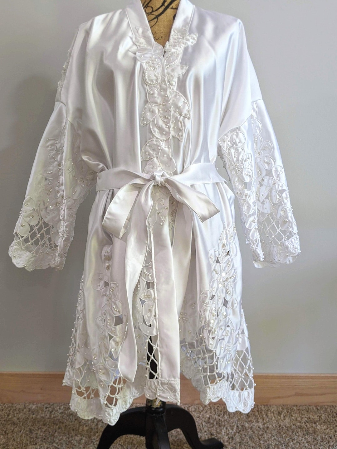 Bridal Robe for Wedding Day, Heirloom Wedding Robe From Moms Dress ...