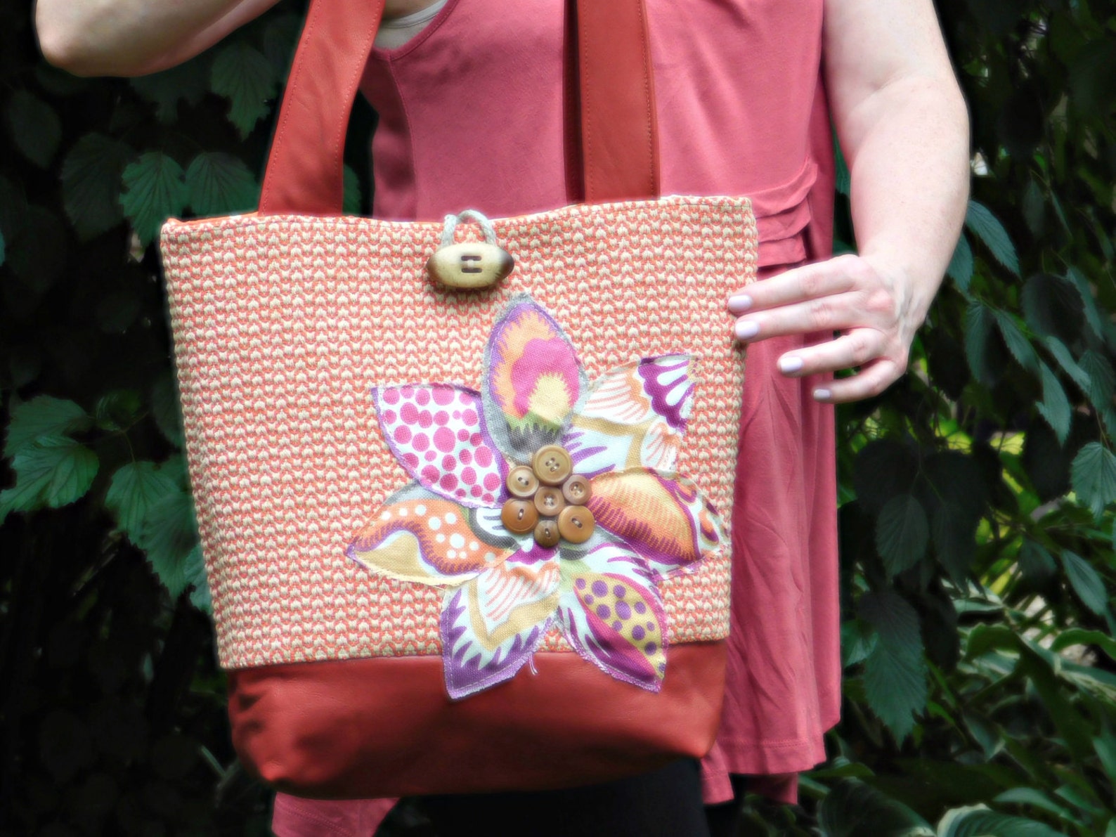 Work Bag for Women, Genuine Leather Tote Bag With Zipper, Burnt Orange ...