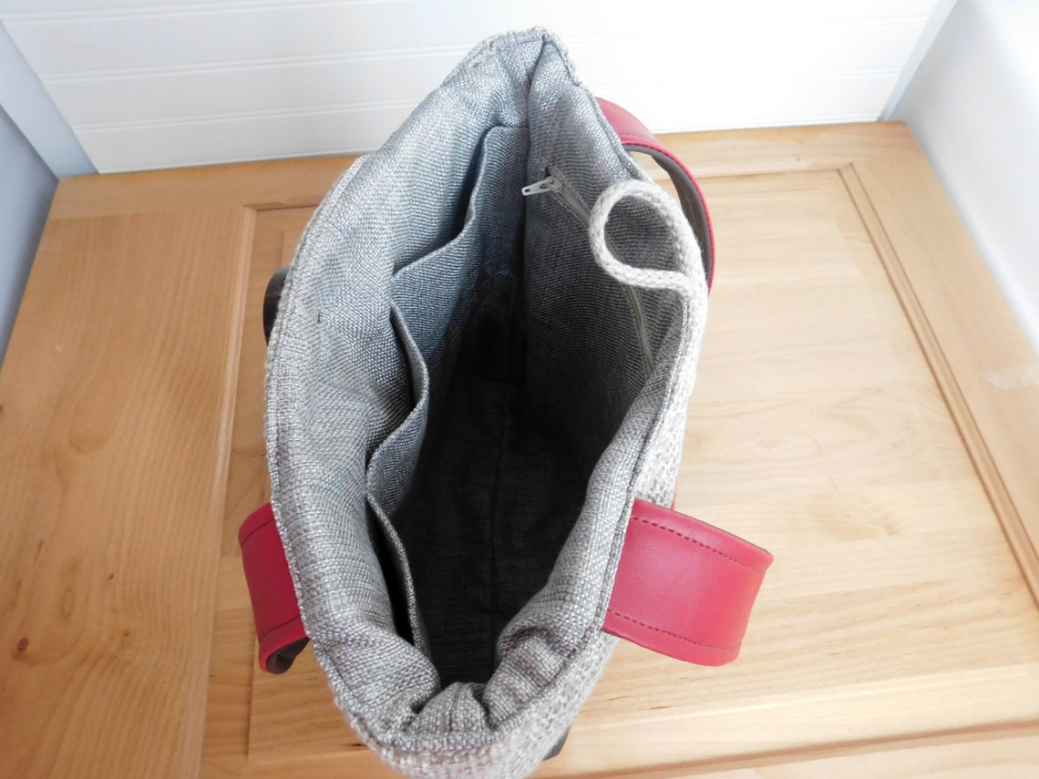 Canvas Tote Bag With Pockets Work Bag for Women Red Handbag | Etsy