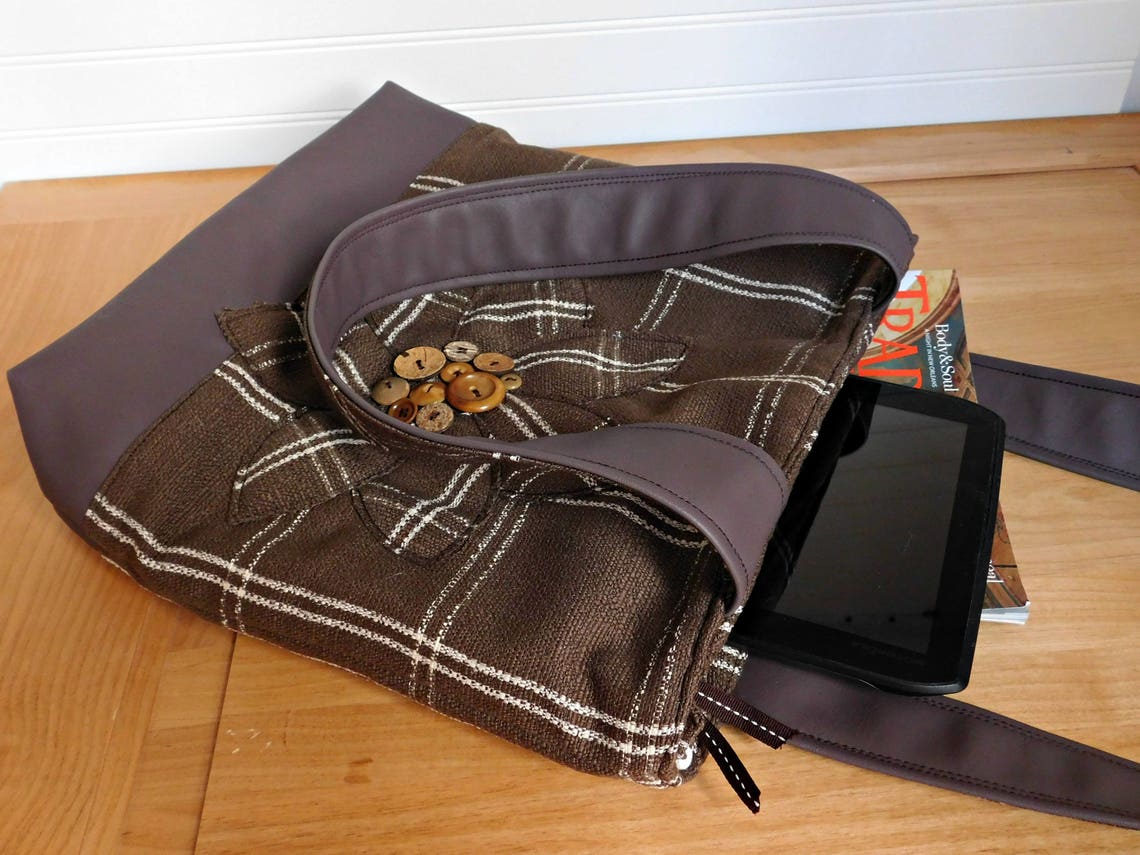 Brown Handbag Tote Fall Purse Plaid Purse Tote With Zipper - Etsy