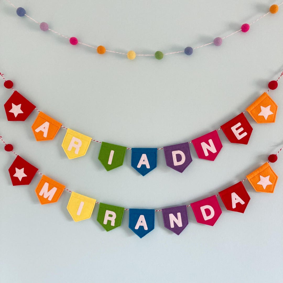 Rainbow Felt Letter Bunting: Personalised Nursery Decor - Etsy