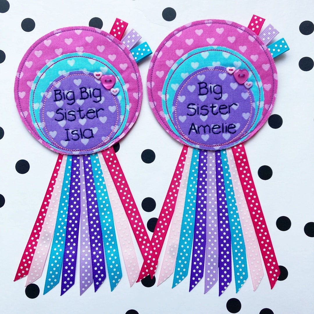 Personalised Big Sister Announcement Badge, Personalised Baby ...