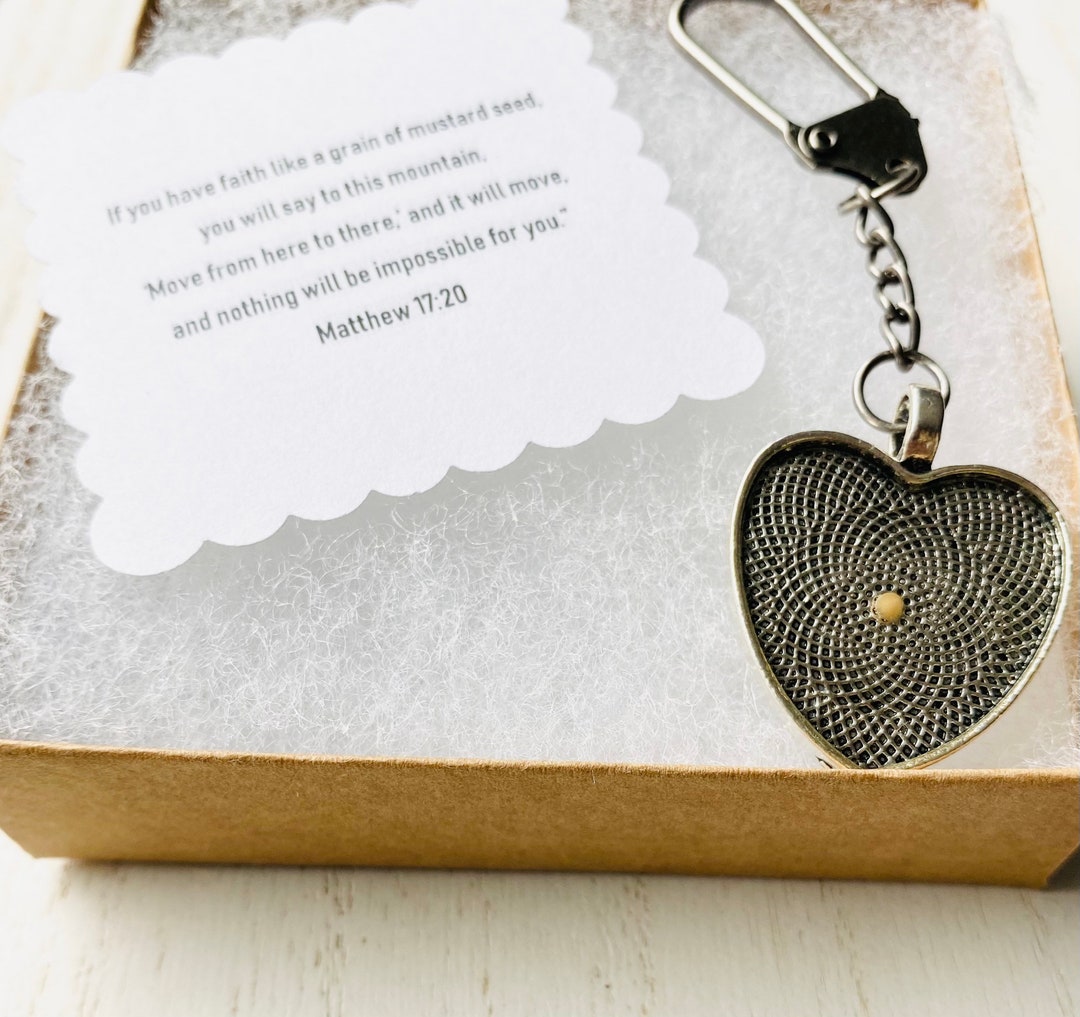 Mustard Seed Keychain- Heart Keychain - Faith of a Mustard Seed Heart ...