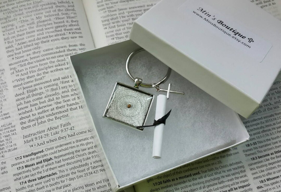 Mustard Seed Keychain Faith Keychain Faith of a Mustard - Etsy