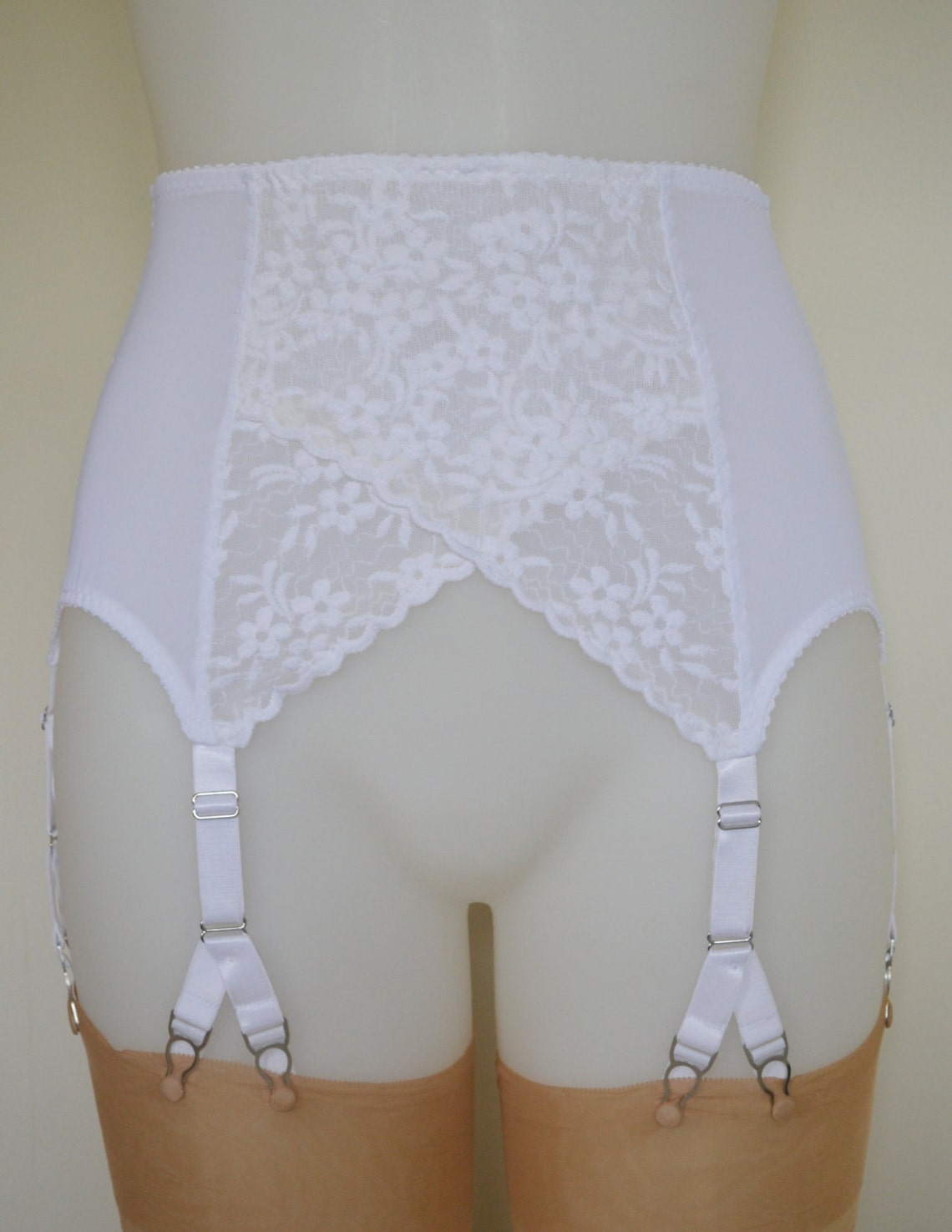 White Lace Suspender Garter Belt 6 Y Strap Vintage Retro Etsy