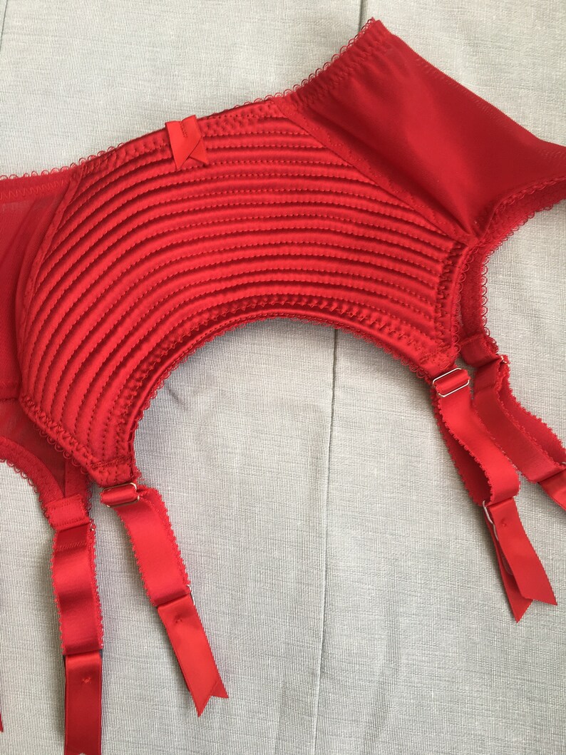 Spiral Stitch Suspender Belt in Red Satin. Lingerie Garter Plus Size ...