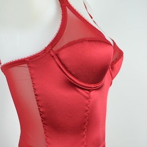 Red Satin Underwired Corselette Retro Style, Pin up Corselette. Vintage ...