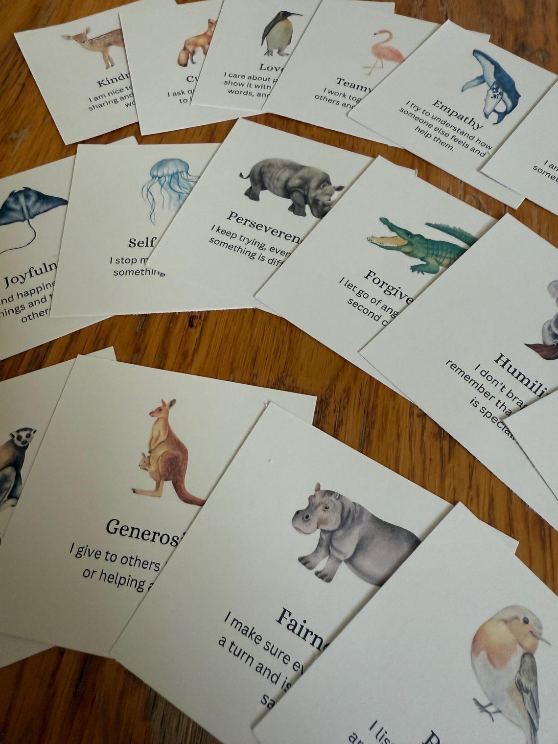 Core Value and Character Traits Cards Set of 18- Watercolor Inspired ...