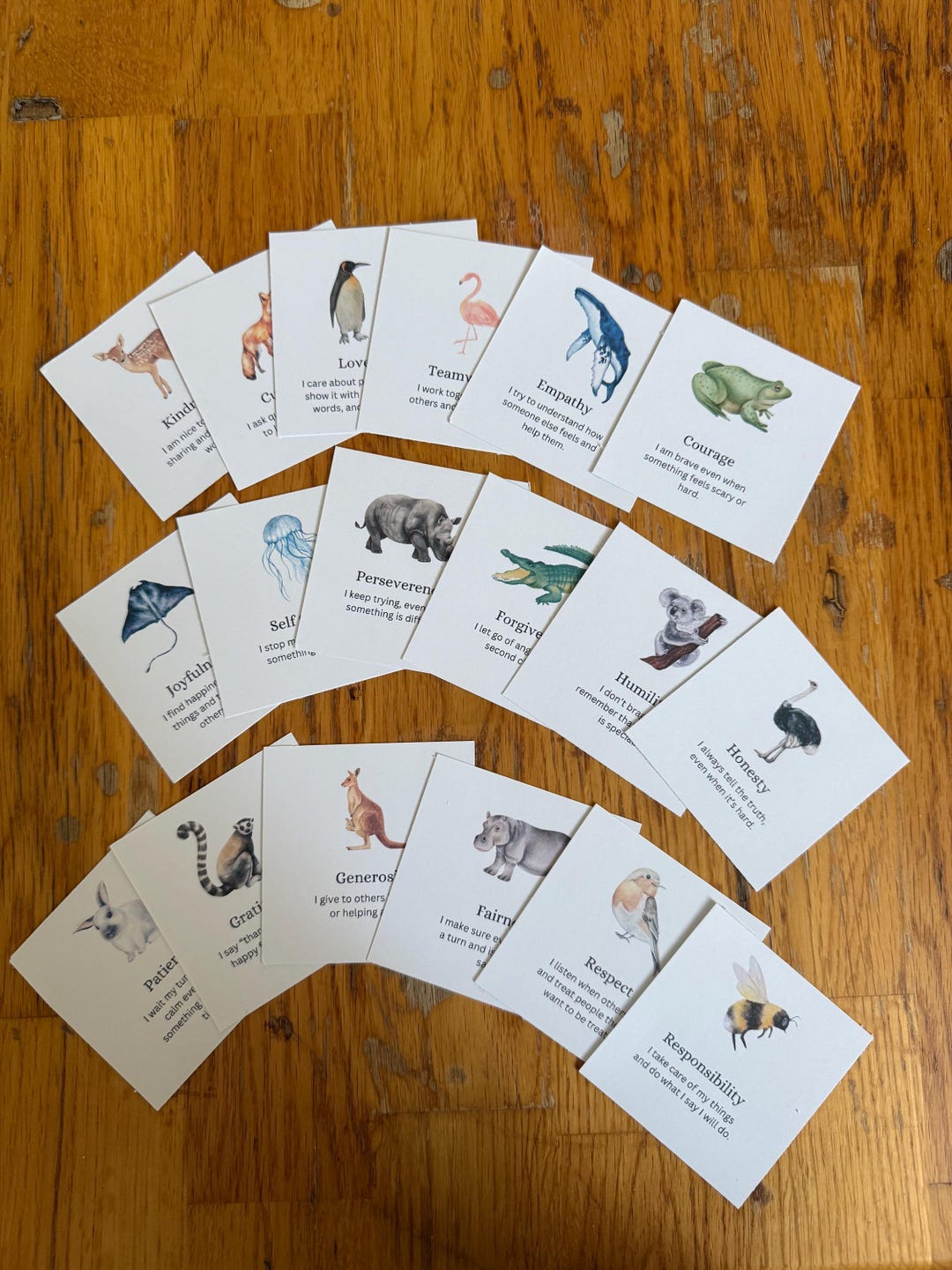 Core Value and Character Traits Cards Set of 18- Watercolor Inspired ...