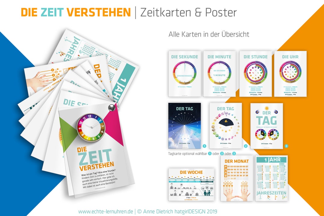 Die Zeit verstehen Lernposter Zeitkarten als Zubehör Uhr - Etsy Österreich