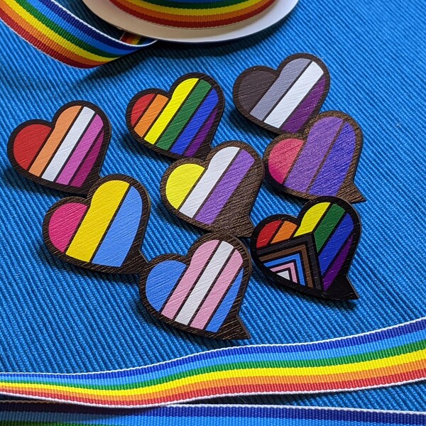 Wooden Heart Pins - Etsy