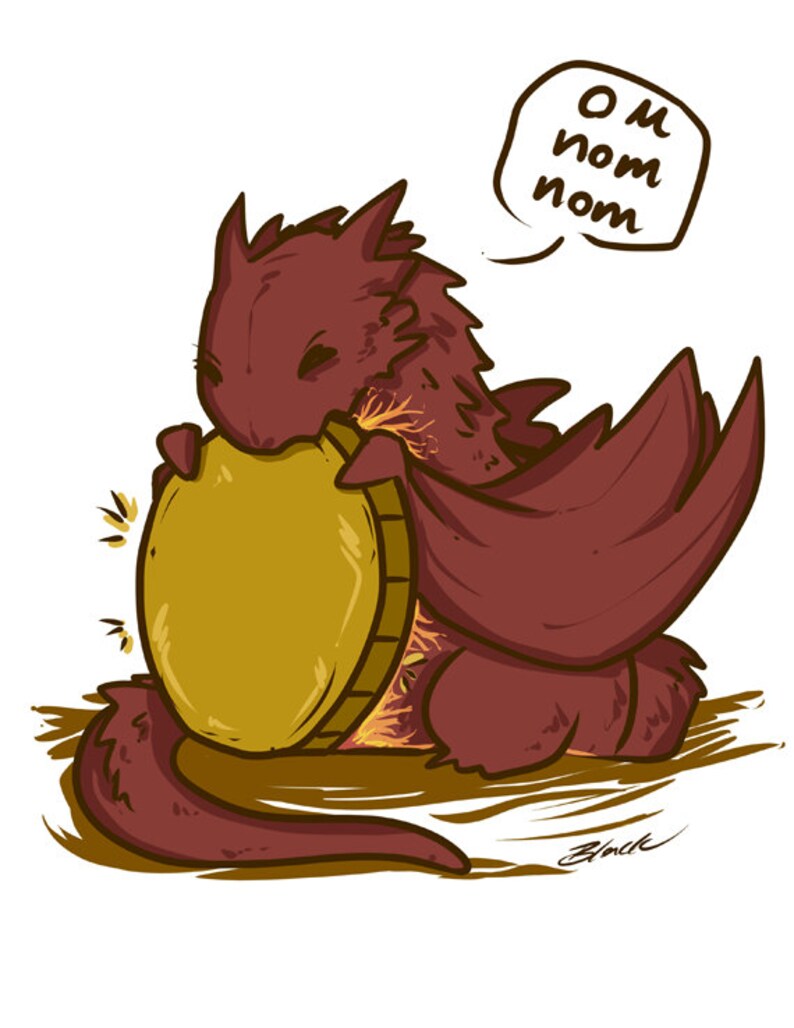 Chibi Smaug the Dragon the Hobbit Fanart Print | Etsy