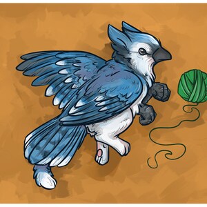 Blue Jay Griffin Art Print Fantasy Illustration - Etsy
