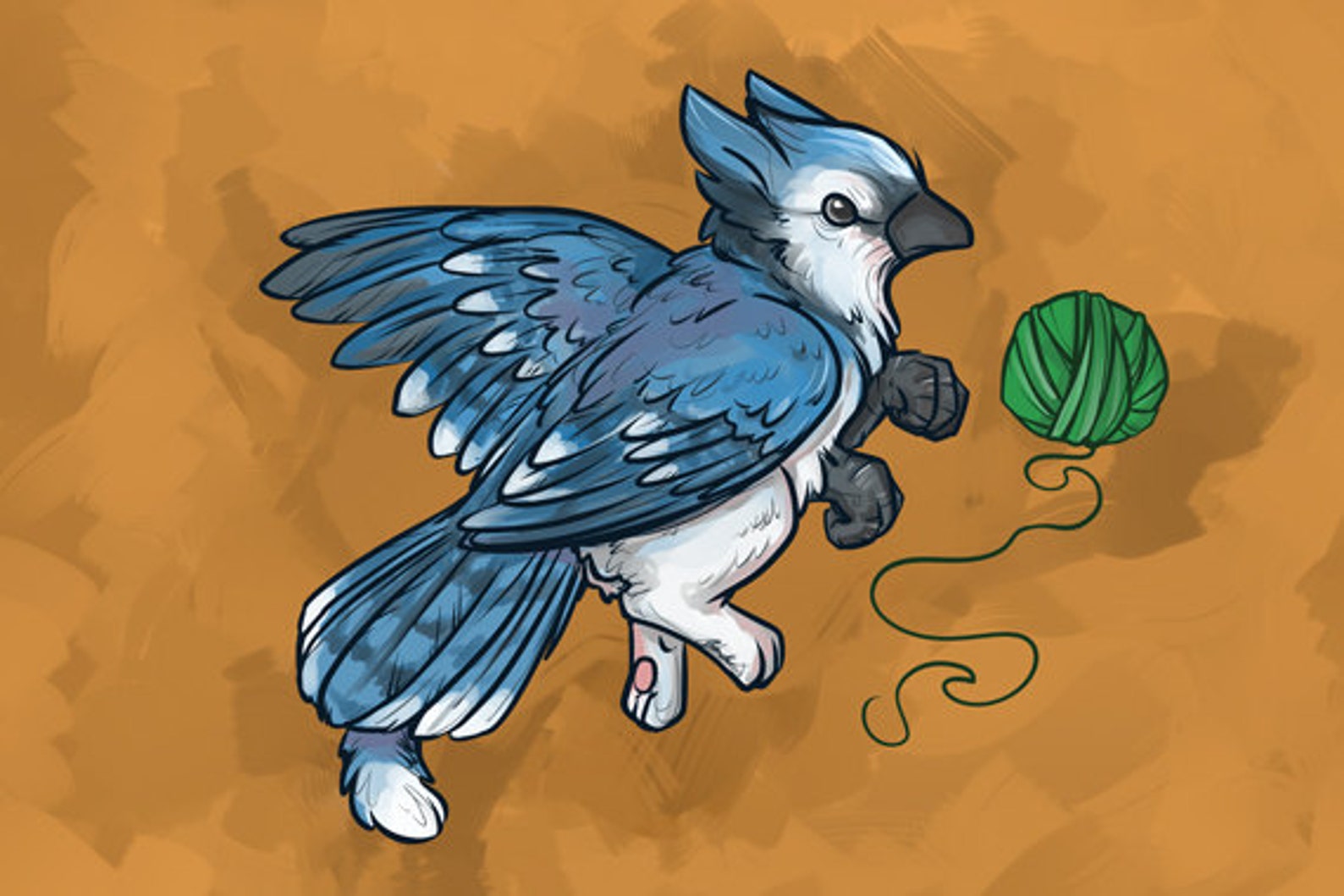 Blue Jay Griffin Art Print Fantasy Illustration | Etsy