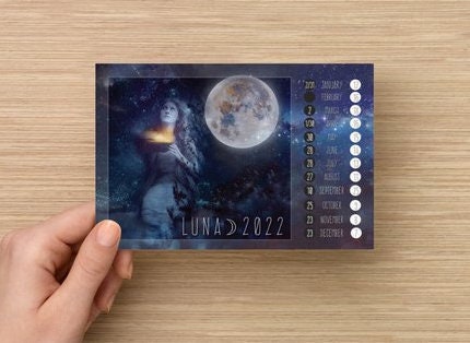 Luna 2022 Moon Calendar Art Cards New and Full Moon Phases - Etsy