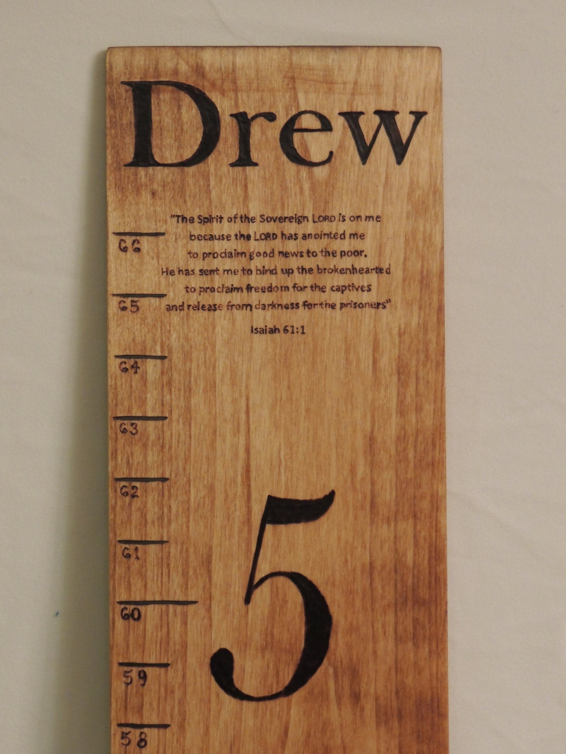 Pyrography Growth Chart Custom Name and Quote Wood Burned - Etsy