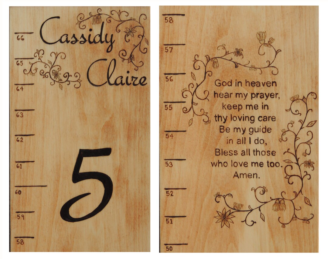 Pyrography Growth Chart Custom Name and Quote Wood Burned - Etsy