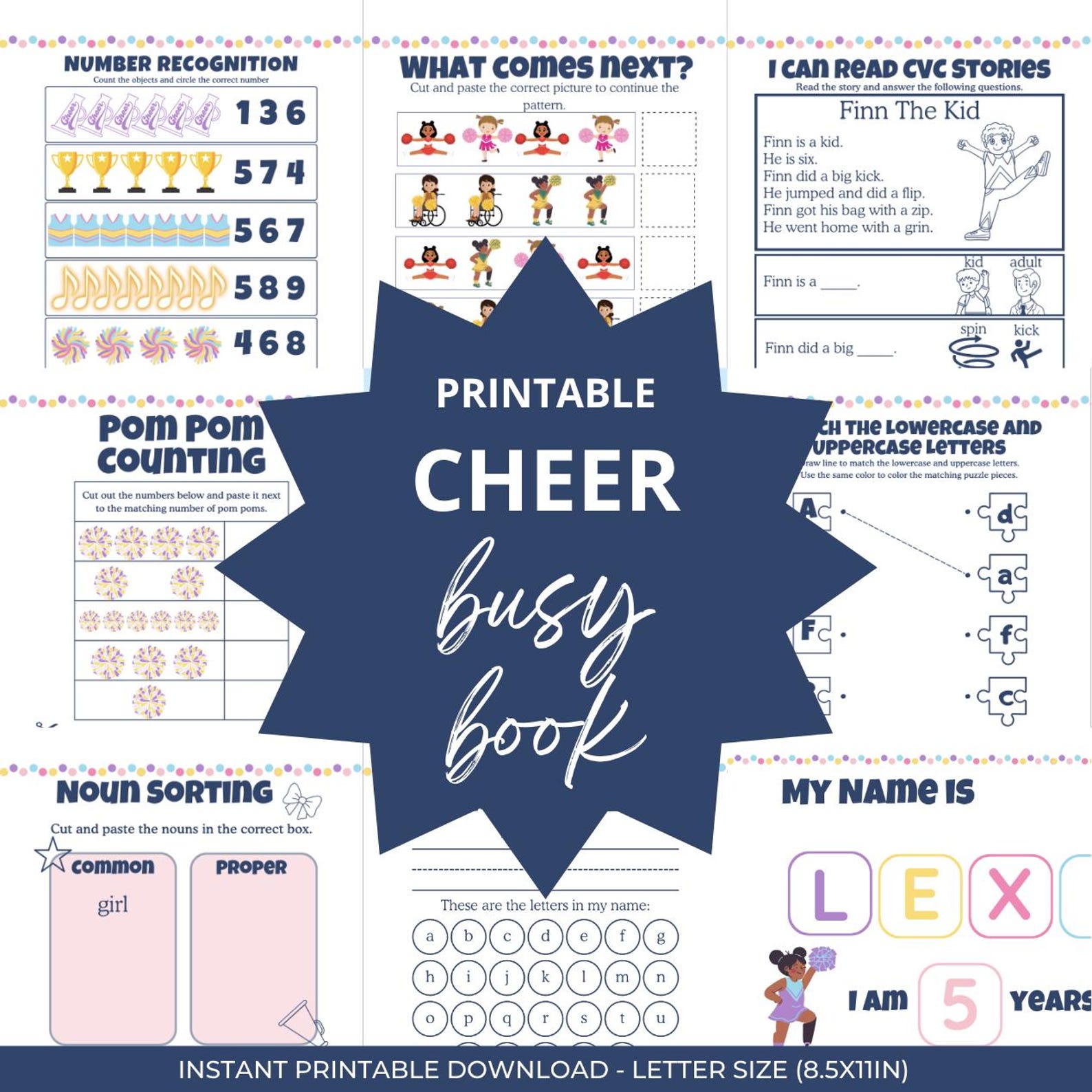 Cheerleading Busy Book, Personalized Quiet Activity Preschool ...