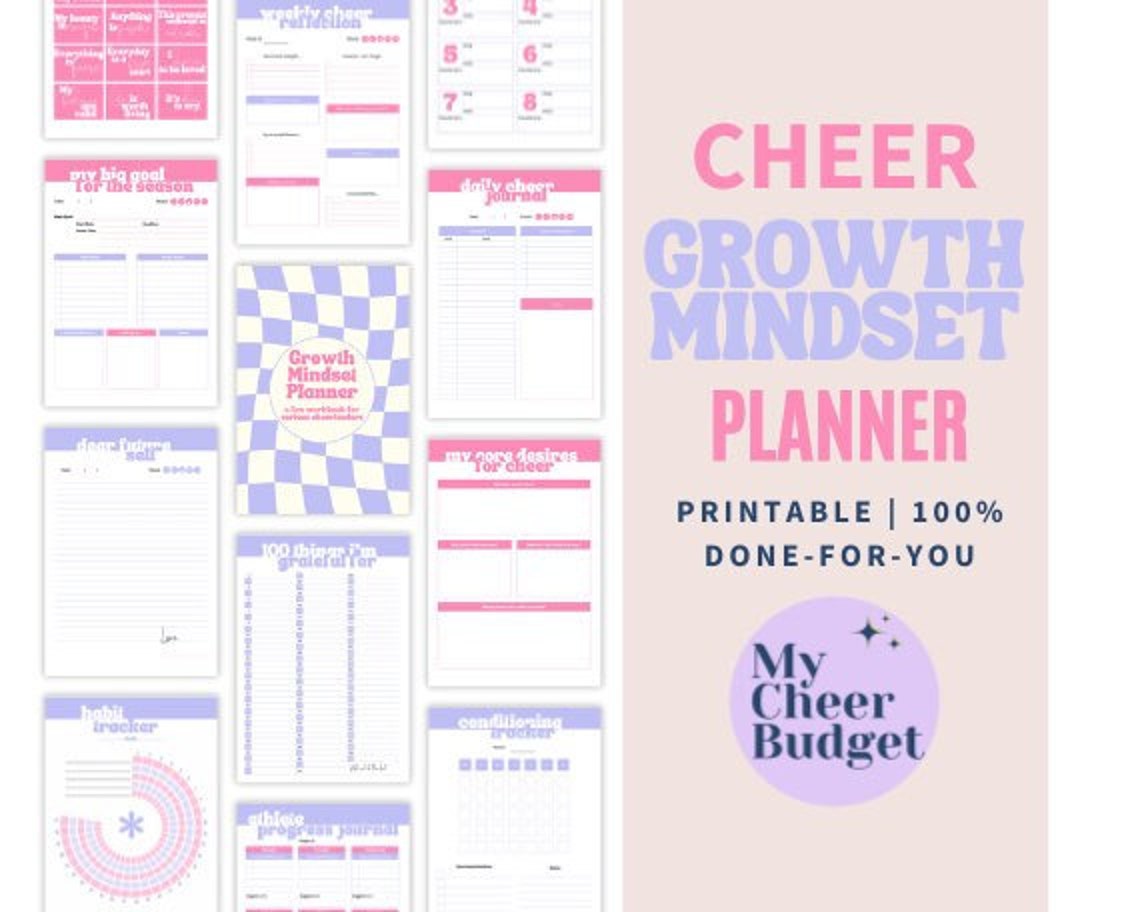 Growth Mindset Planner for Cheerleaders 39 Page Printable All Star ...