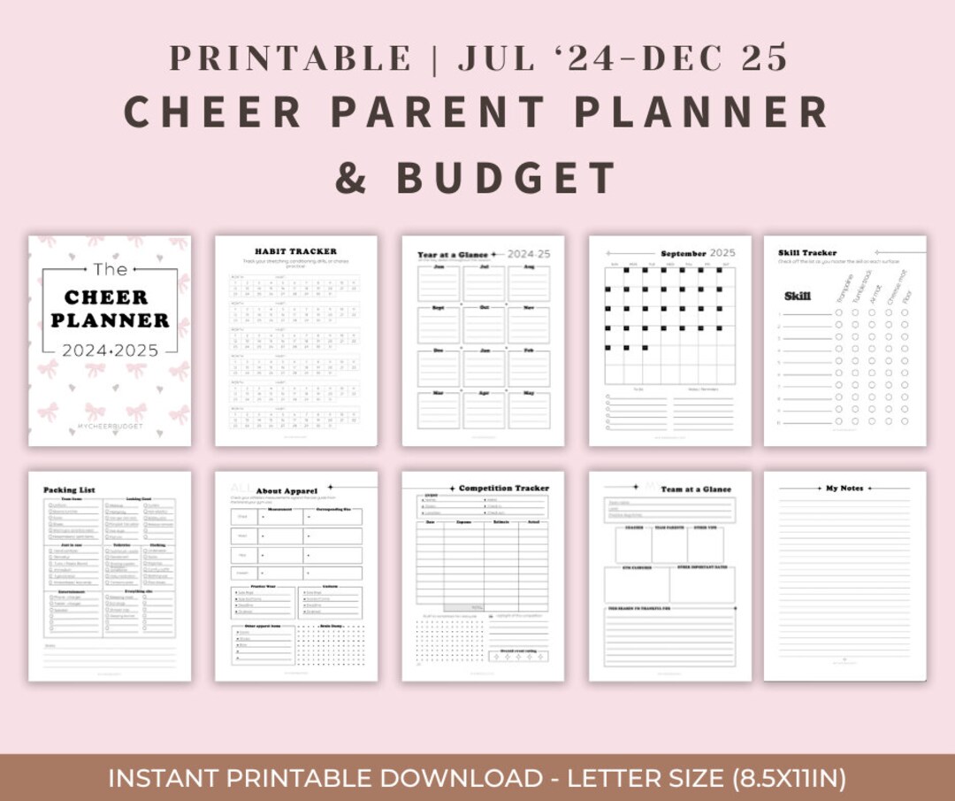Cheer Parent Planner: 18 Month 2024-2025 Dated, PDF Printable - Etsy UK