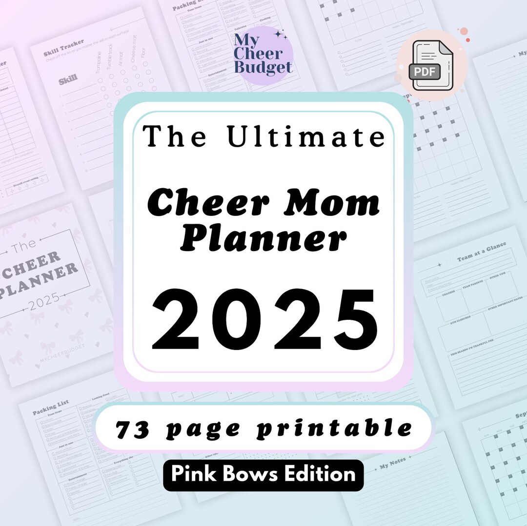 2025 Cheer Mom Planner Printable Cheerleading Monthly Calendar, Budget ...