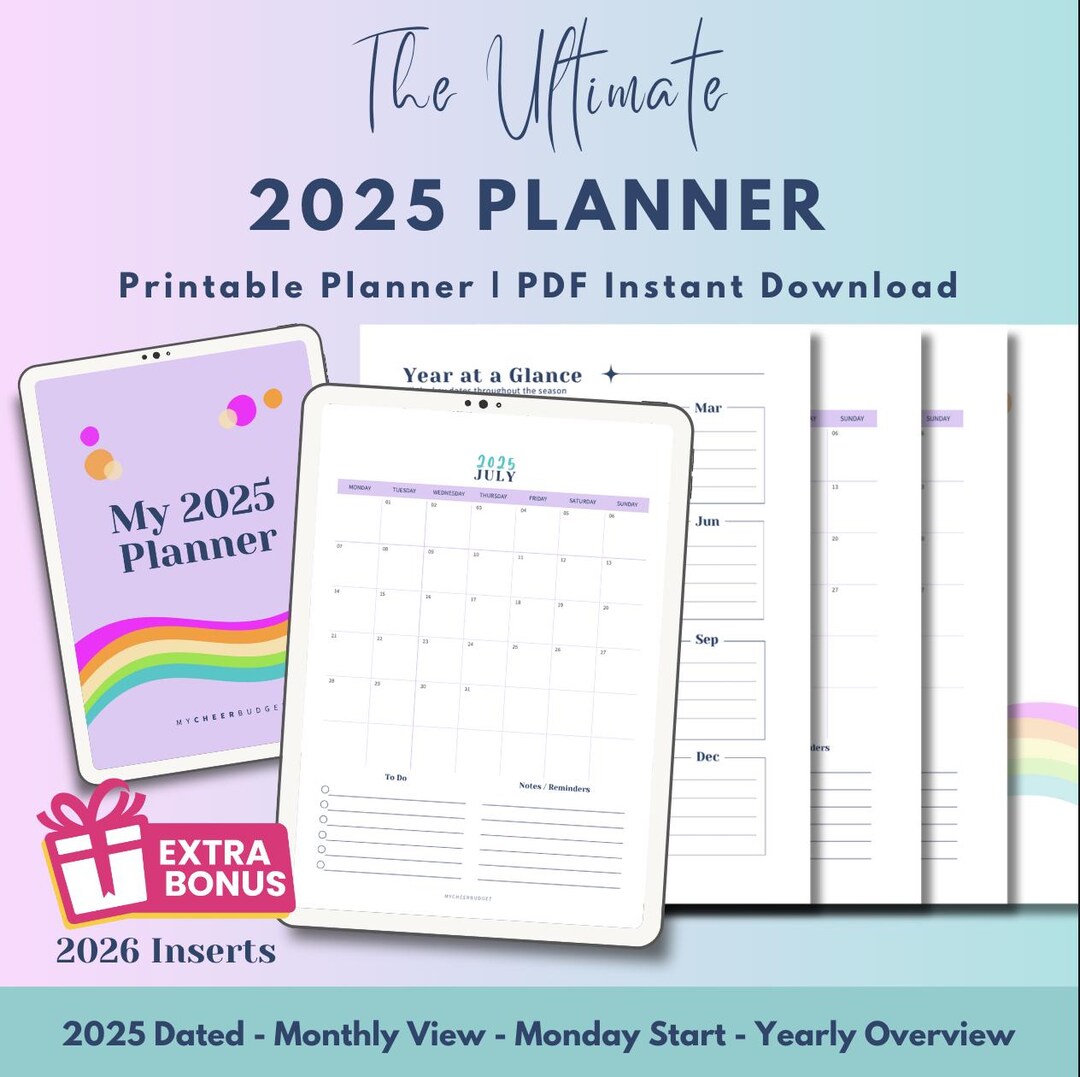 2025-2026 Dated Planner Printable PDF Digital Download - Monthly ...
