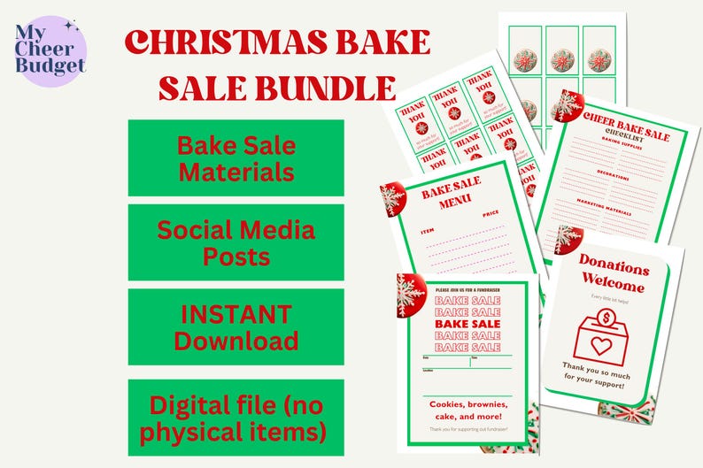 Christmas Bake Canva Template Bundle, Printable Fundraiser Signs ...