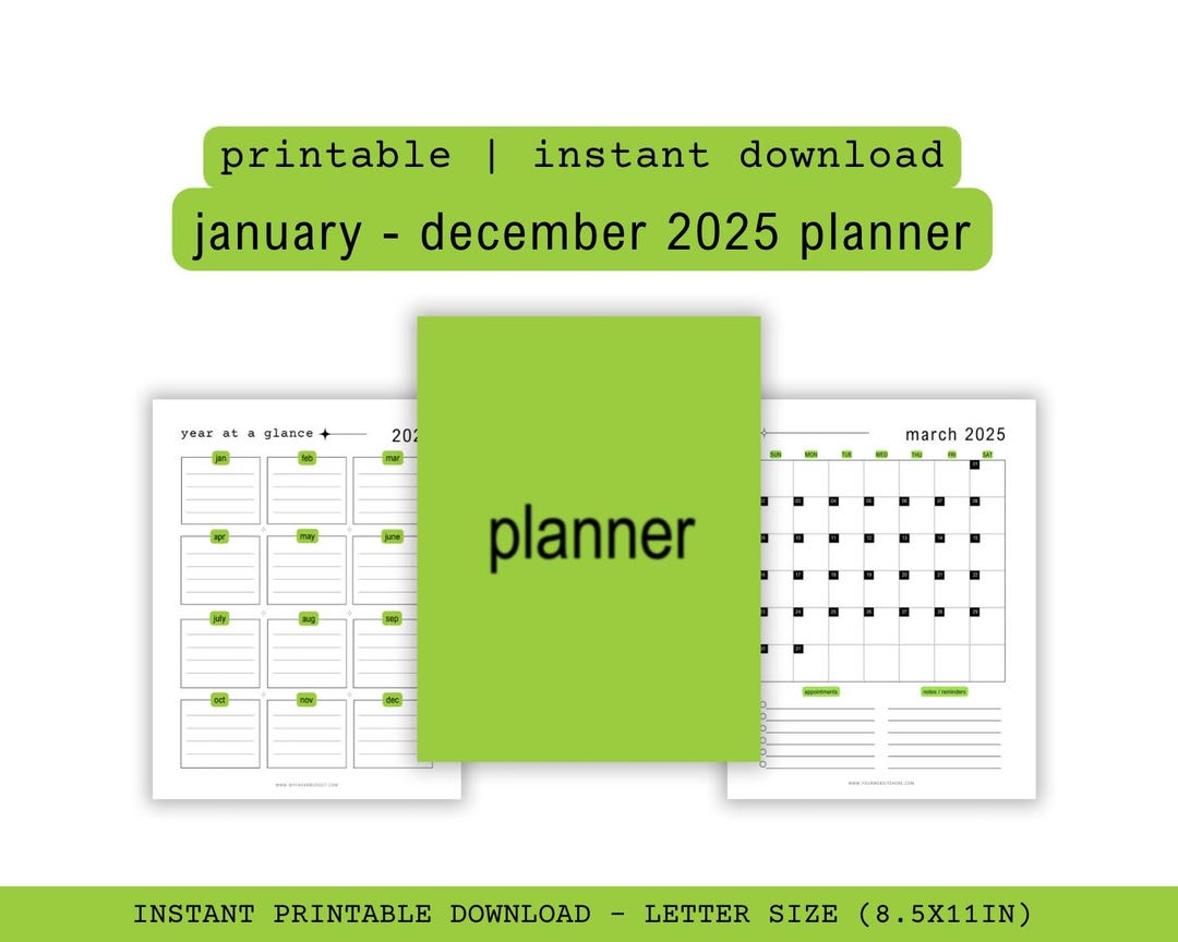 2025 Brat Planner, Printable Calendar & Goal Tracker, Undated Daily and ...