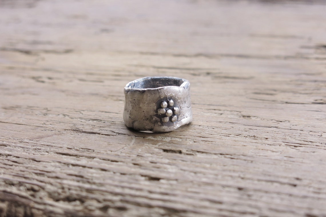 Organic sterling silver ring. Sterling silver band ring. | Etsy