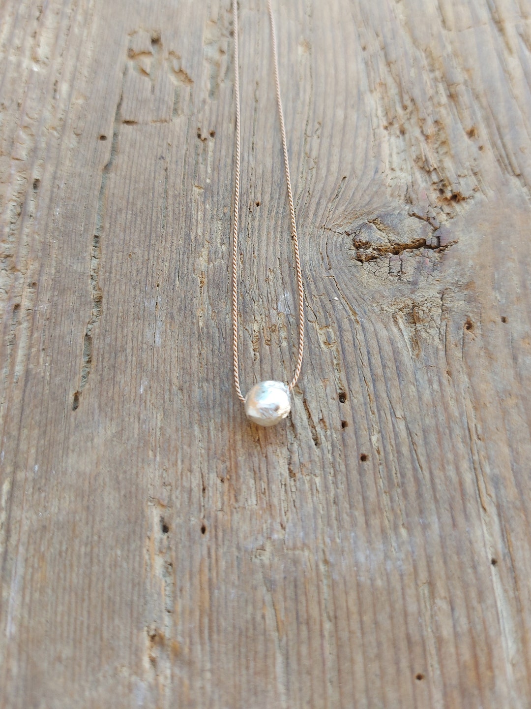 Tiny Sterling Silver Pebble Necklace, Handmade Organic Ball - Etsy