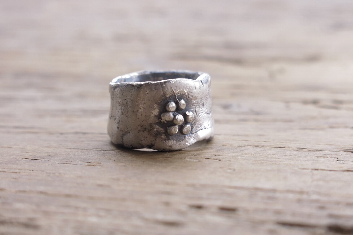 Organic sterling silver ring. Sterling silver band ring. | Etsy