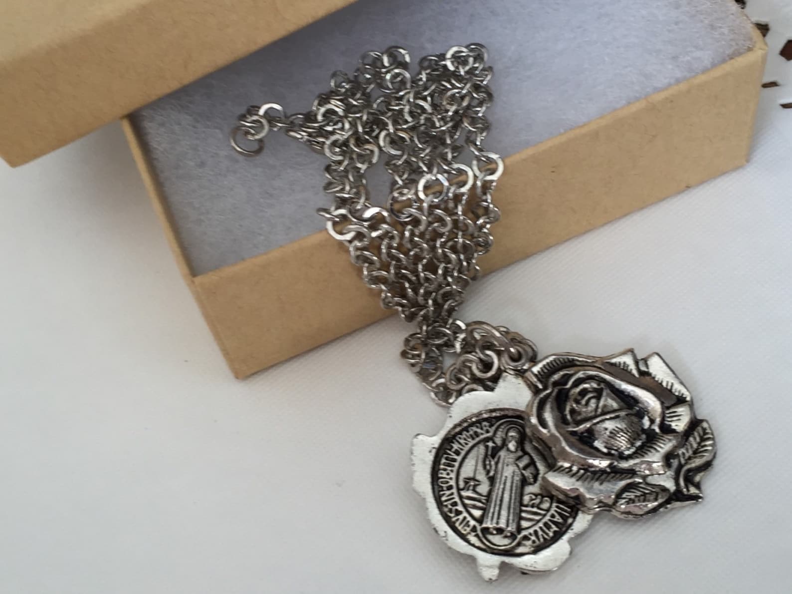 St Benedict Exorcism Locket With 23 Chains/ Silver - Etsy