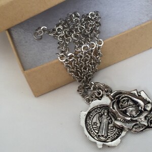St Benedict Exorcism Locket With 23" Chains/ Silver Plated With Vintage ...