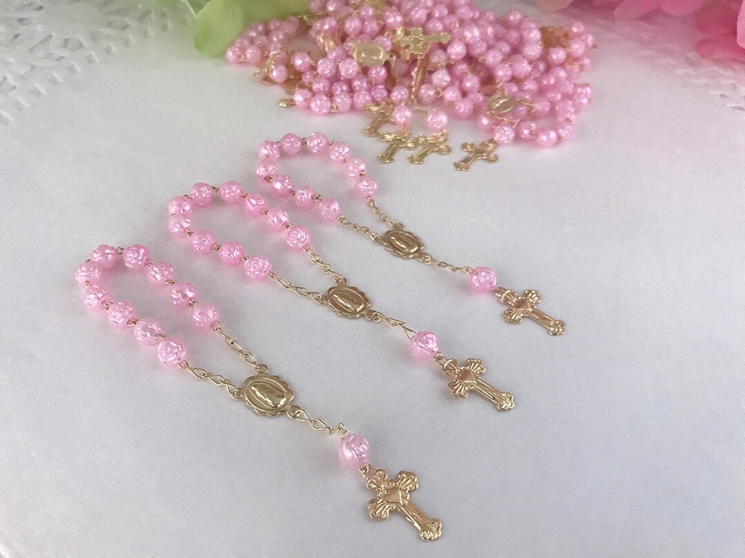 55 Baby Pink Baptism Favors With Pearlized Finish Beads in Shape of A ...