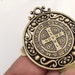 Large Sculpted Brass Tone St Benedict Key Religious Medal 5"/ Llave Con ...