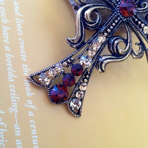 Baroque Style Cross Pendant / Rhinestone Cross / Vintage Tone Crucifix ...