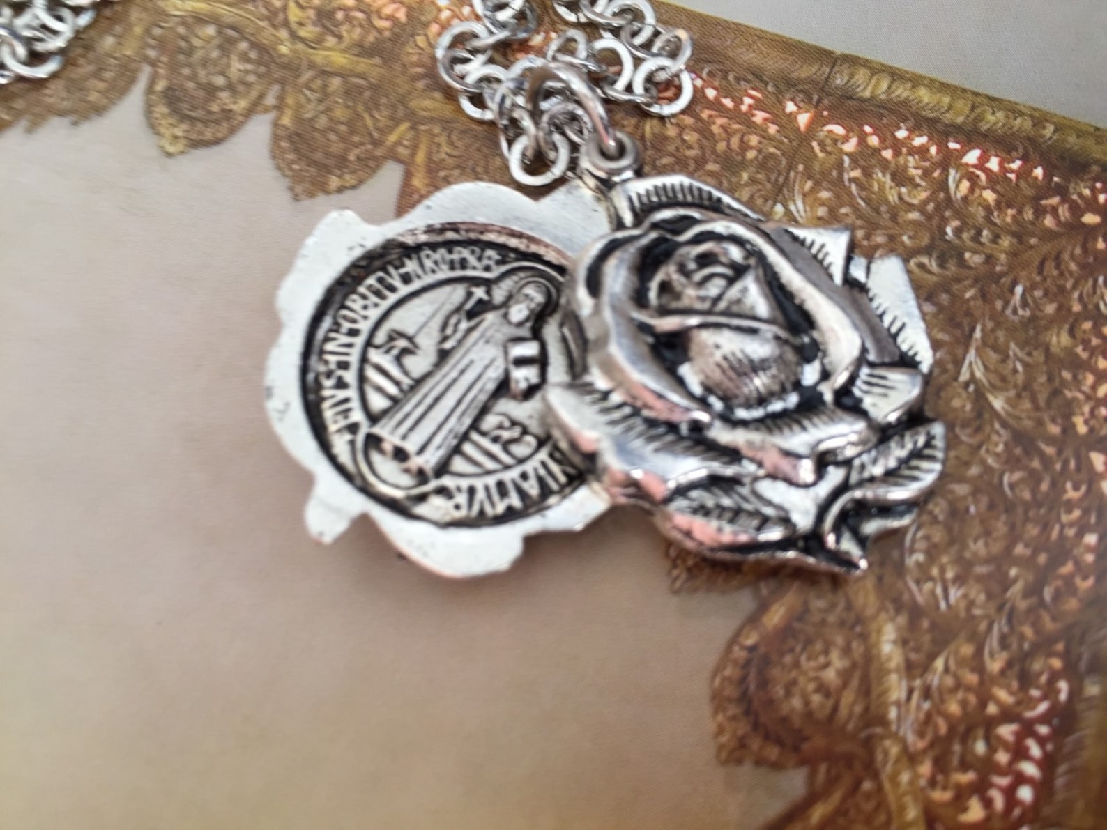 St Benedict exorcism locket with 23 chains/ silver | Etsy