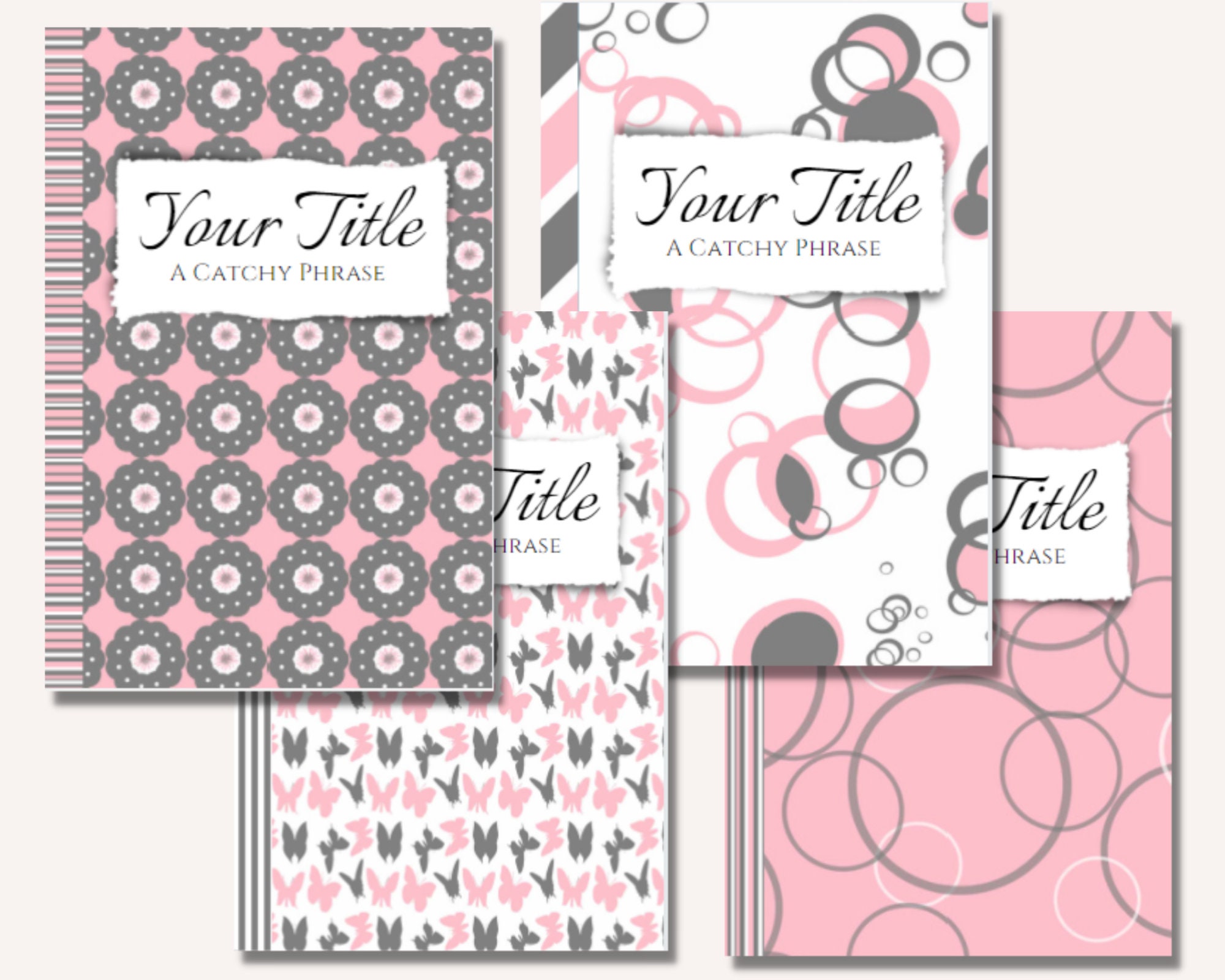 12 KDP Canva Book Cover Templates / Bundle /6x9 / Pink Gray /amazon LCB ...