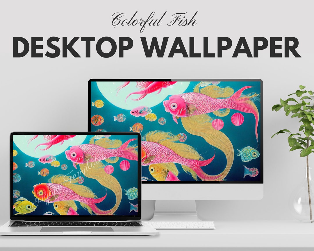 Desktop Wallpaper, Colorful Fish Illustration, Marine, PC Wallpaper ...