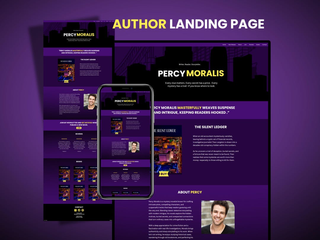 Canva Website Template for Authors, Author Website Template, Author ...