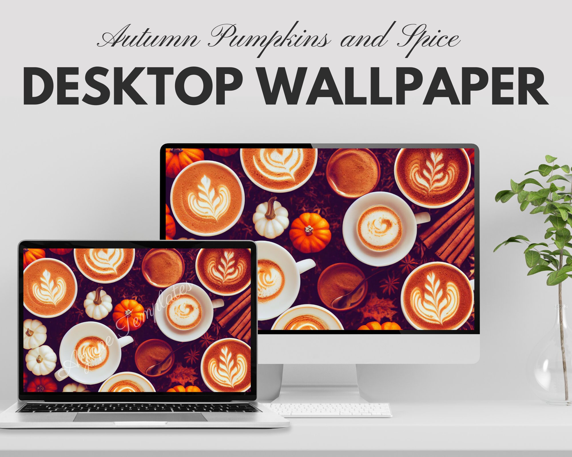 Desktop Wallpaper, Autumn Pumpkins and Spice, PC Wallpaper, Laptop ...