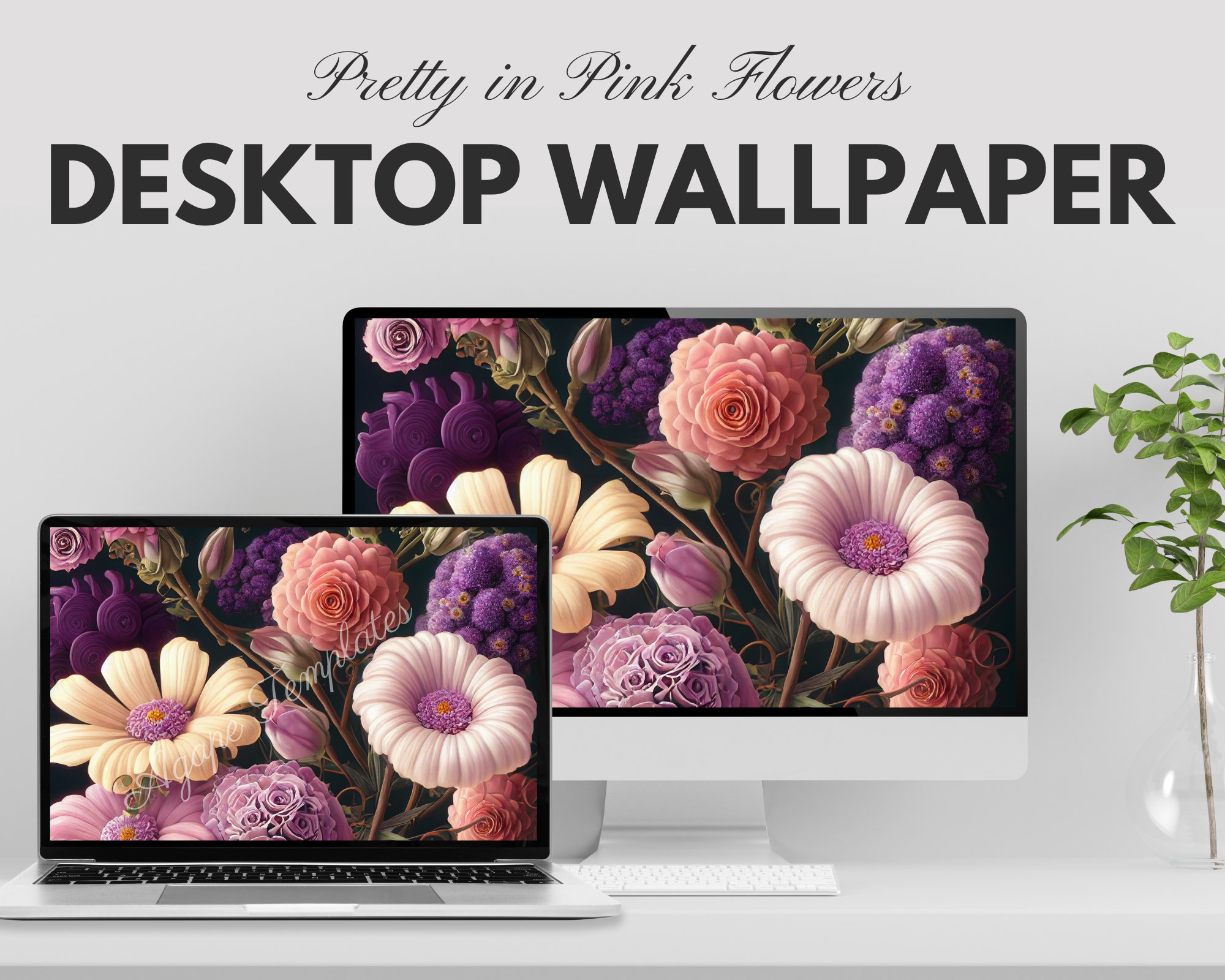 Desktop Wallpaper, Pretty Pink Themed Flowers, Floral, PC Wallpaper ...