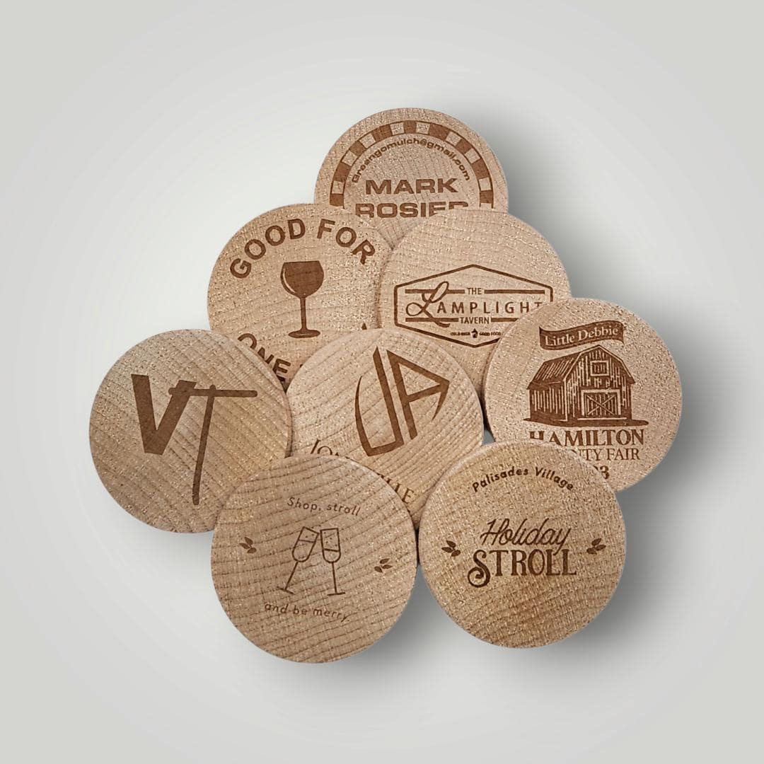 Engraved Wood Tokens Nickels, Wooden Nickel, Wedding Token, Drink Token ...