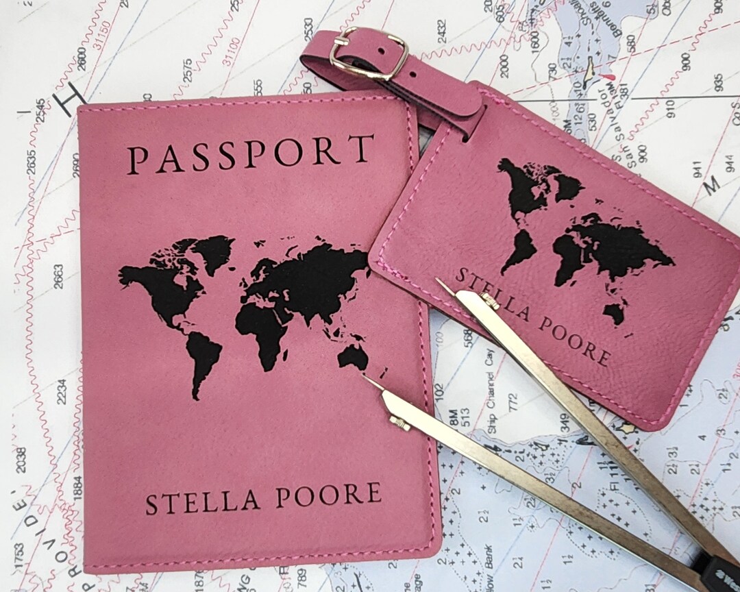 Personalized Passport Cover & Luggage Tag Set, Custom Passport Holder ...
